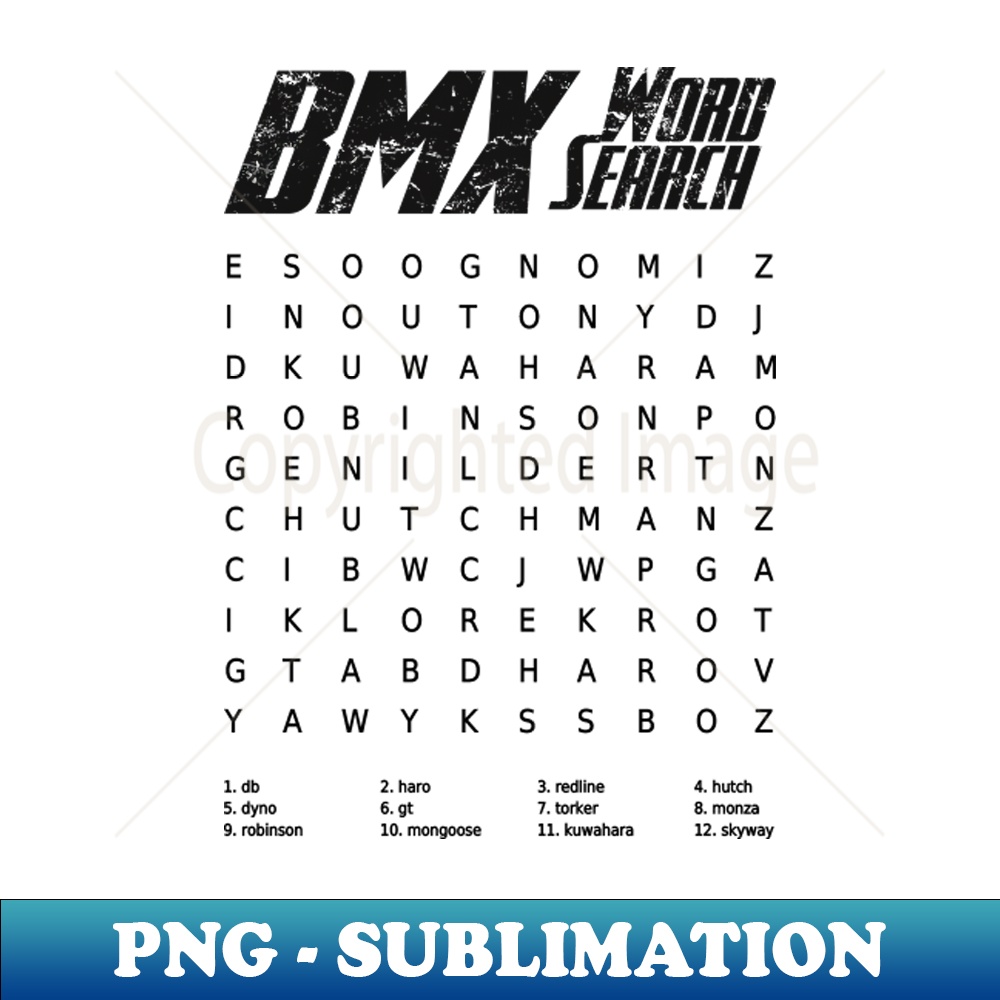 BMX Brands Word Search - PNG Transparent Sublimation File - | Inspire ...