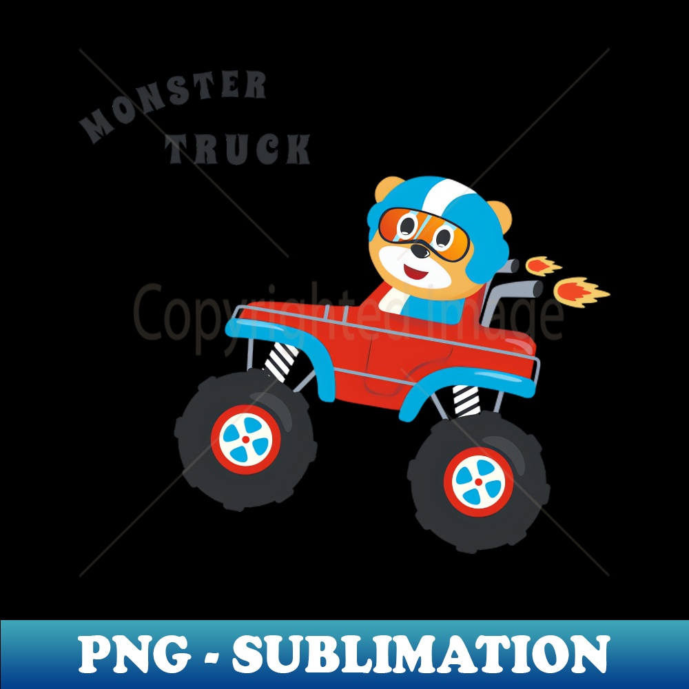 Cartoon vector of monster truck with little animal driver - | Inspire ...