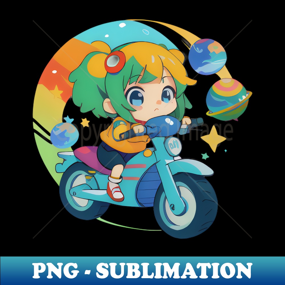 Planets Adventurer Rider Girl Chibi Cute - Retro PNG Sublima | Inspire ...