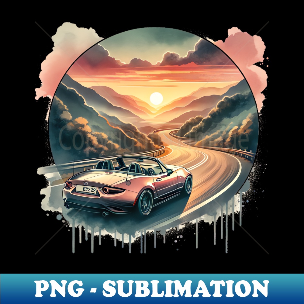 Mazda Miata Sunset Drive - Watercolor Mountain Landscape - P | Inspire ...