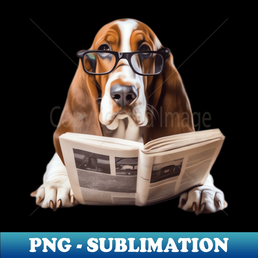 Basset hound dog reading the newspaper - PNG Transparent Sub - Inspire ...