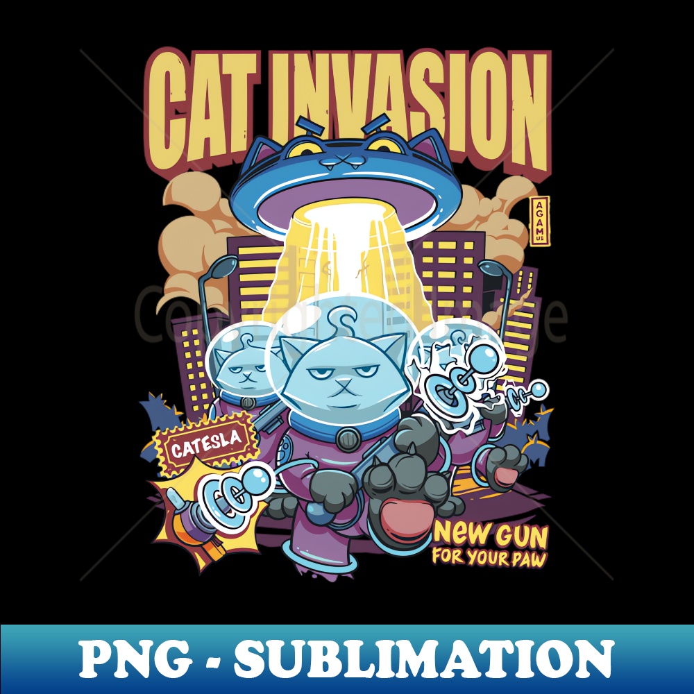 Cat Invasion Tesla Gun - PNG Transparent Sublimation Design | Inspire ...