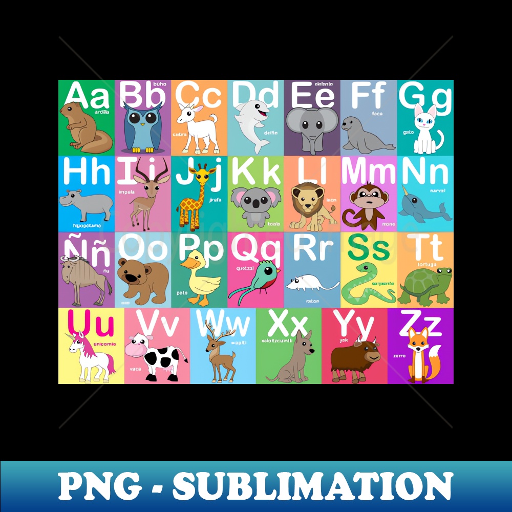 Spanish Animal Alphabet - PNG Transparent Sublimation File - - Inspire ...