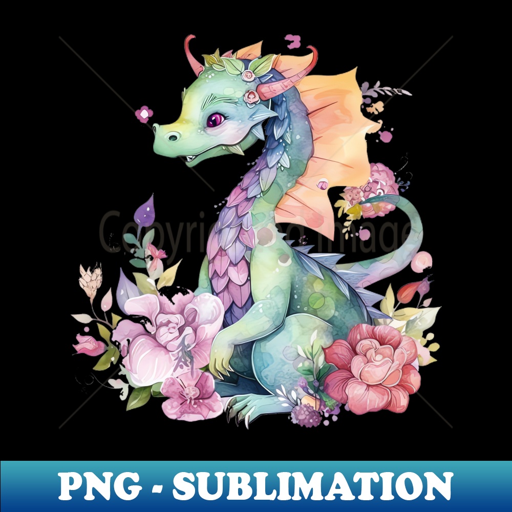 Cute Spring Flower Dragon Watercolor - PNG Transparent Subli | Inspire ...