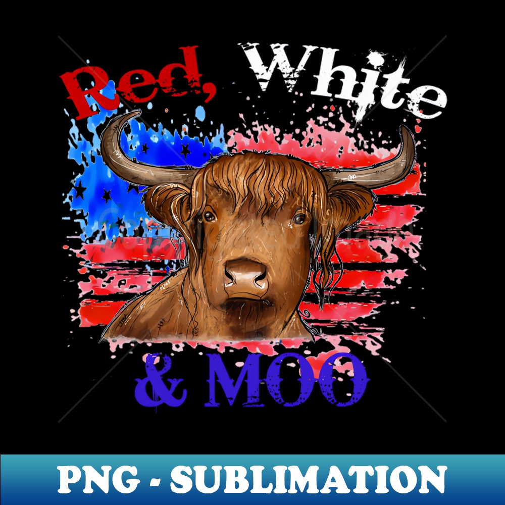 Highland Cow Red White Moo - Aesthetic Sublimation Digital | Inspire Uplift