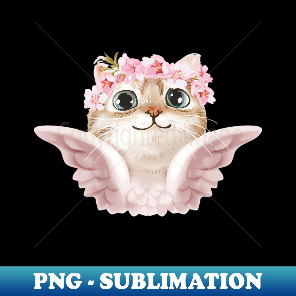 Little angel slogan with cute angel cat in floral crown illu | Inspire ...