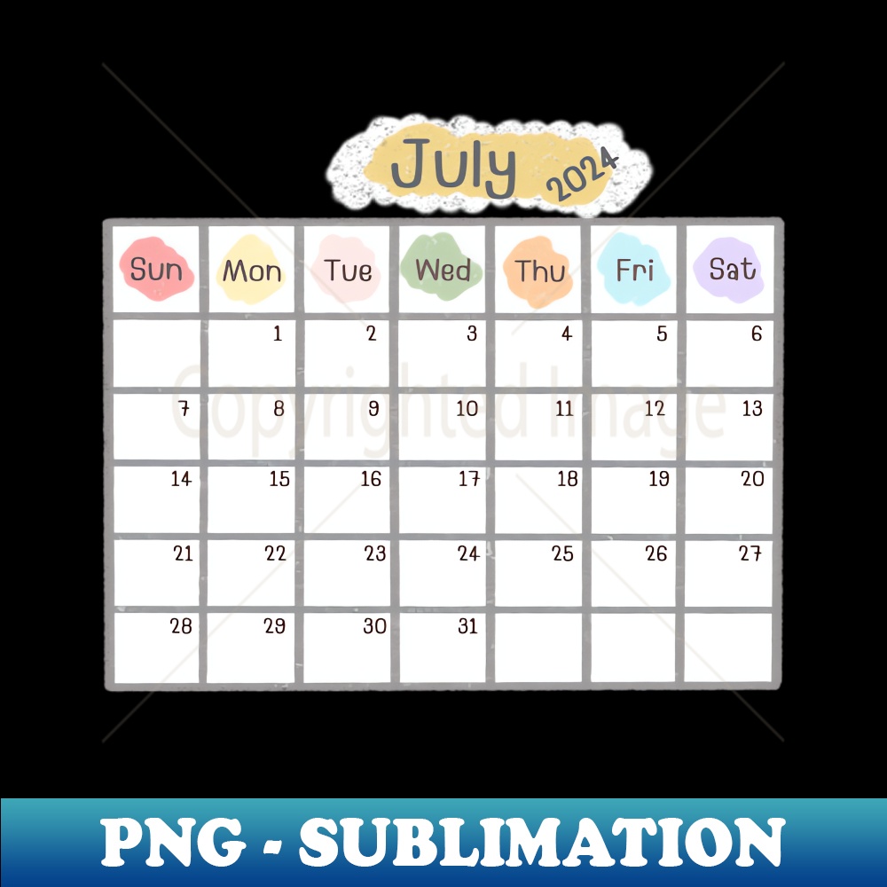 July 2024 Calendar - Retro PNG Sublimation Digital Download | Inspire ...