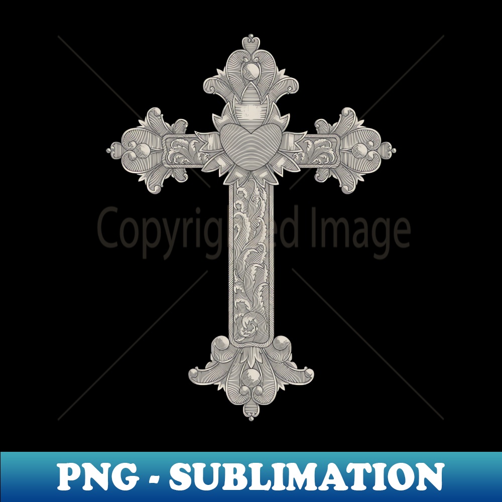 Christian wooden cross with heart and floral ornamental East | Inspire ...