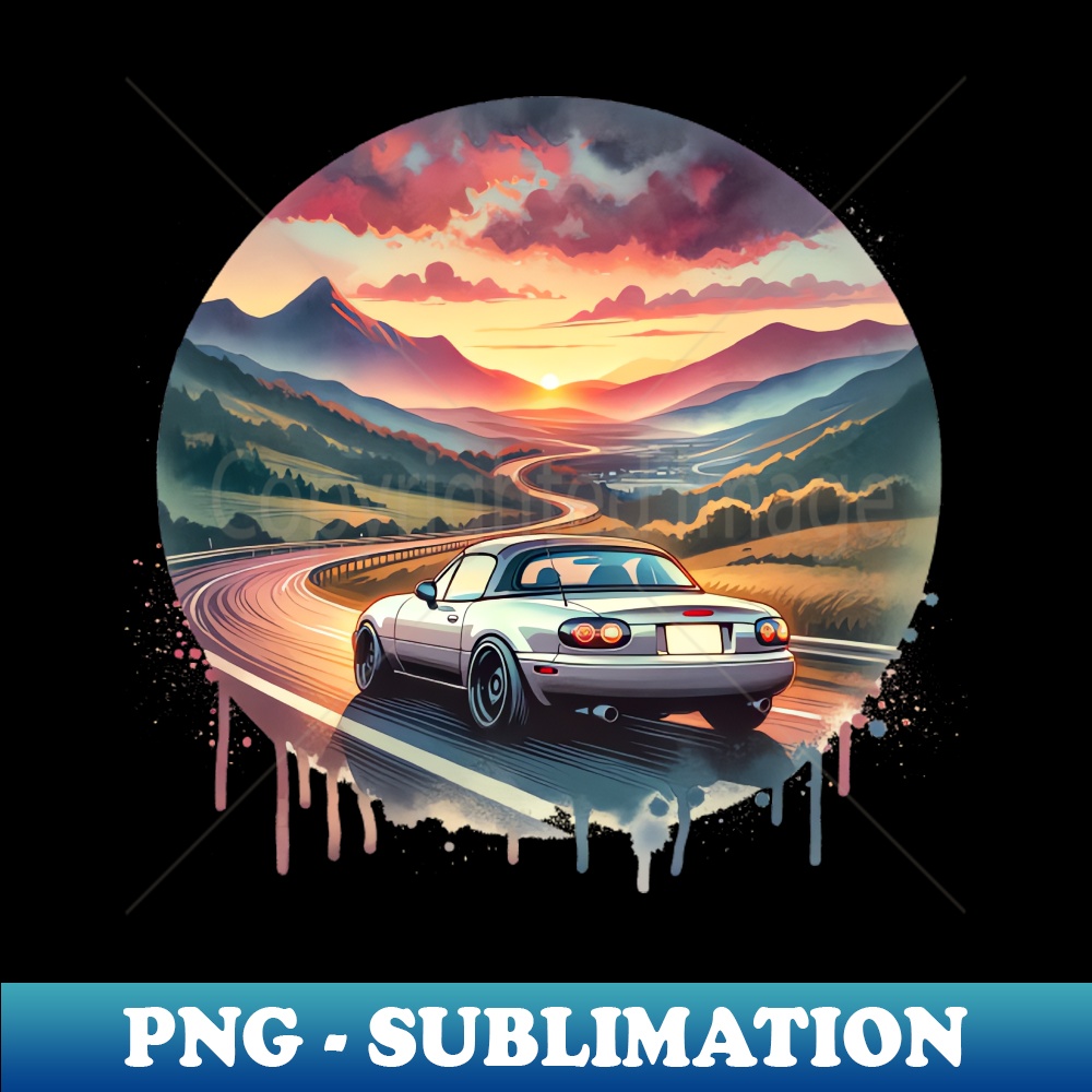 Mazda Miata Sunset Drive - Watercolor Mountain Landscape - P | Inspire ...