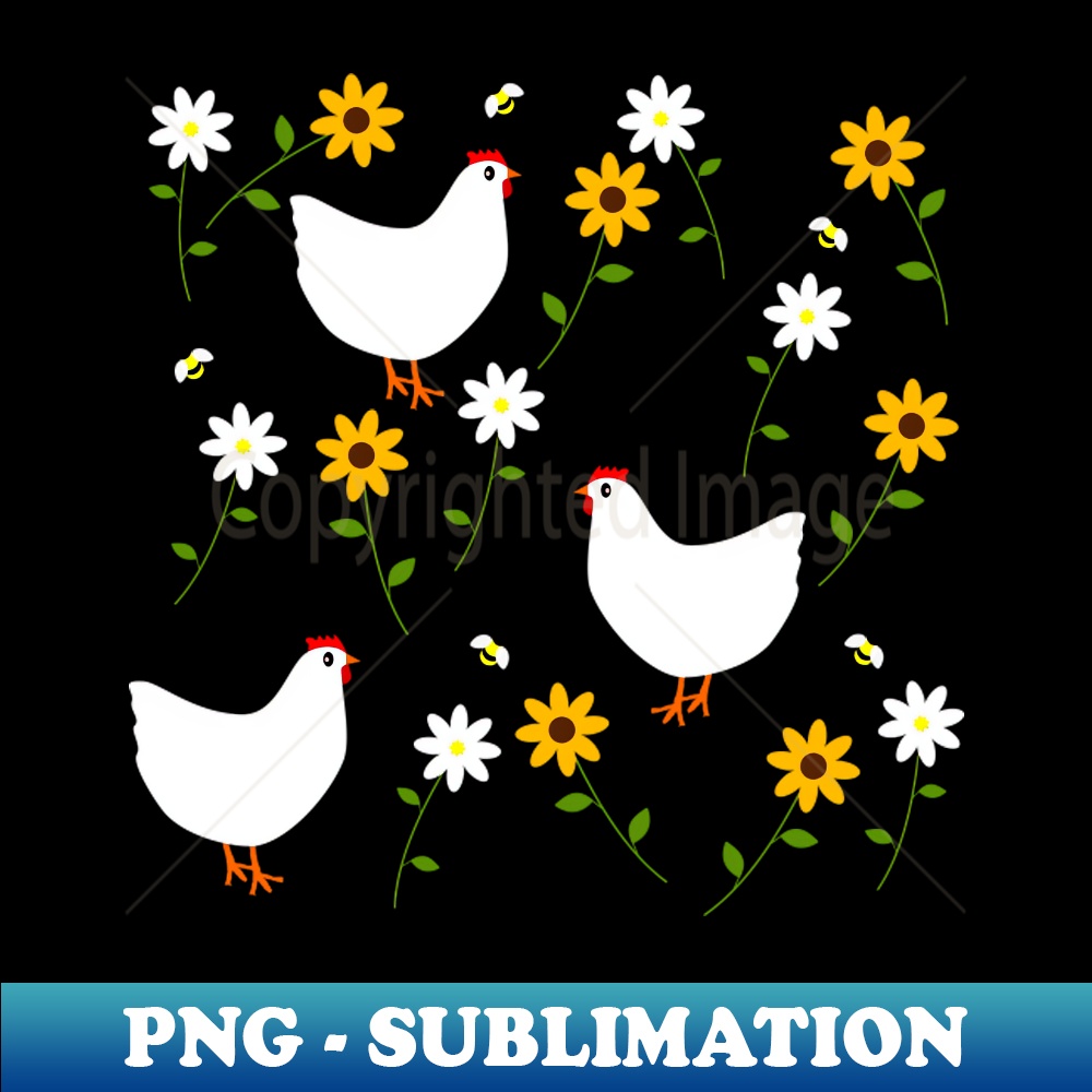 Chickens Scratching in the Daisy Patch on Green - Digital Su | Inspire ...