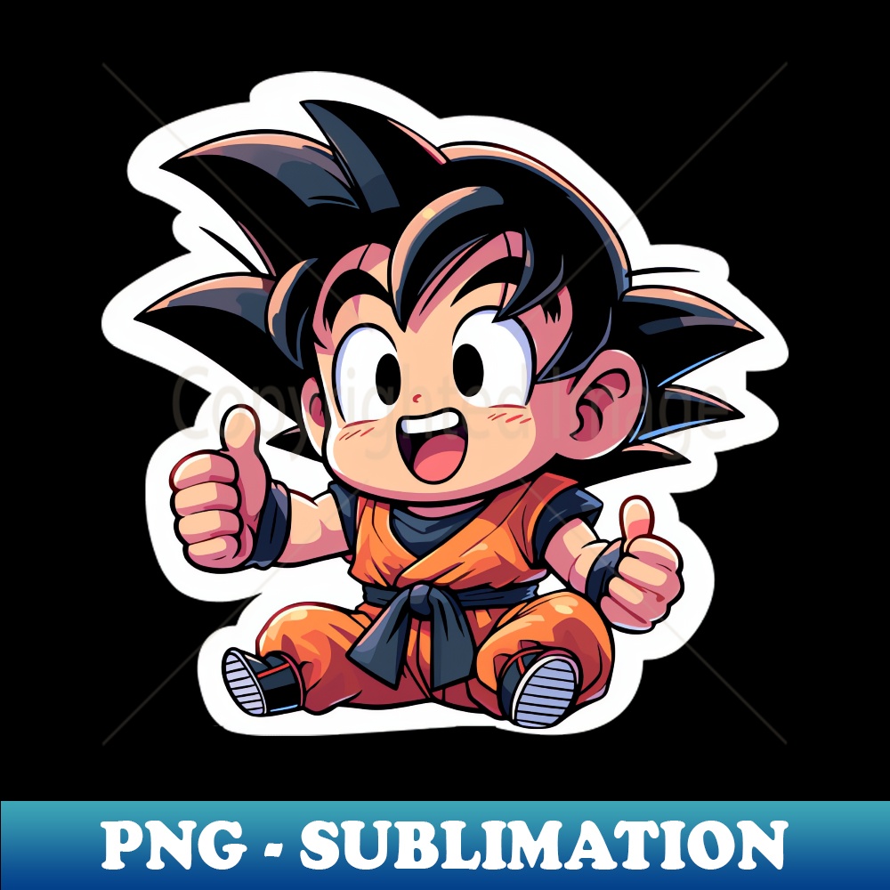 Chibi Goku - Big Smile and Thumbs Up Sticker - Instant Subli | Inspire ...