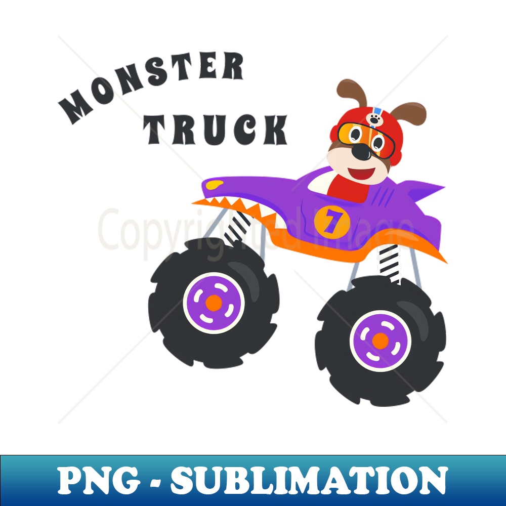 Cartoon vector of monster truck with little animal driver - | Inspire ...