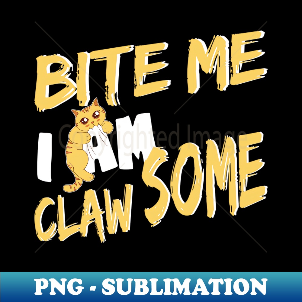 Bite me im Claw-some Cute Biting Cat - PNG Transparent Subli - Inspire ...