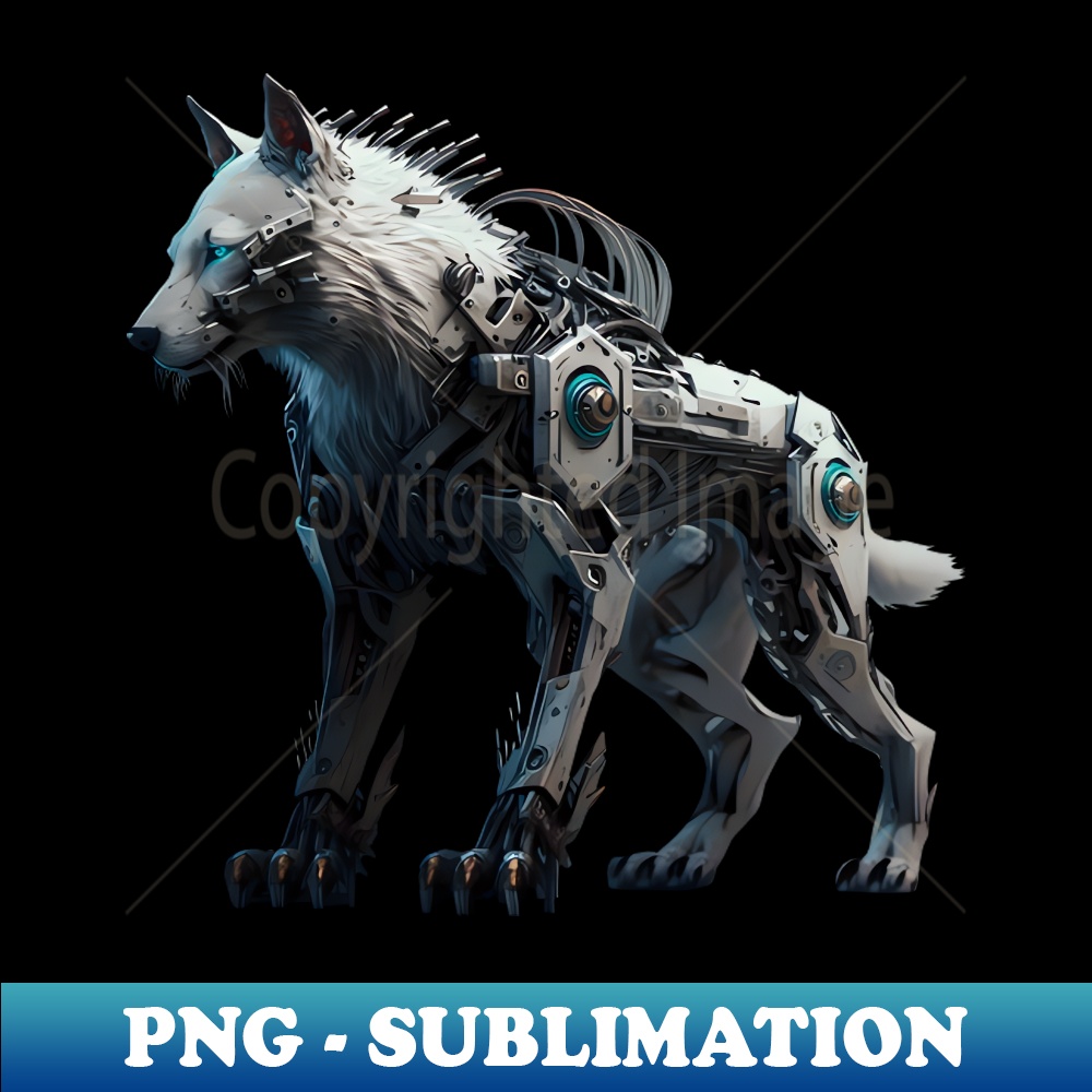 White Wolf Robot Metal Wolf Cyber Animal - Premium Sublima | Inspire Uplift
