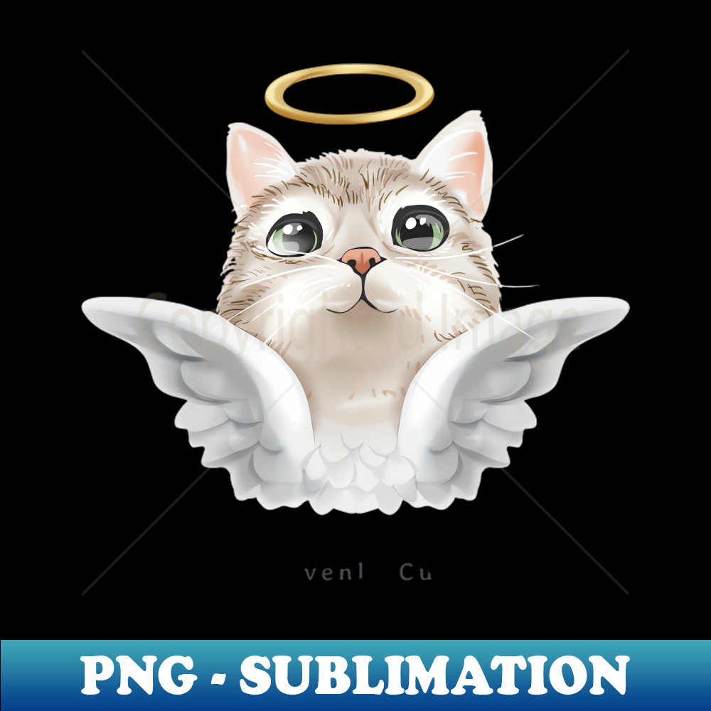 Heavenly cute slogan with cute angel cat with gold halo illu | Inspire ...