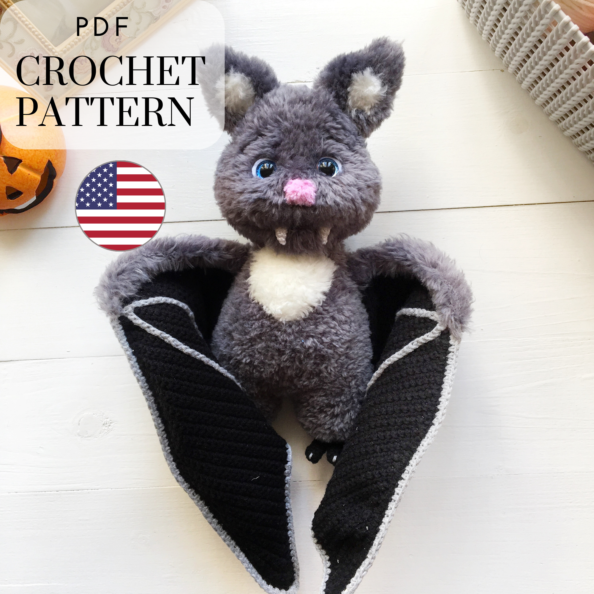Crochet bat pattern animal toy. Amigurumi plush bat pattern | Inspire ...