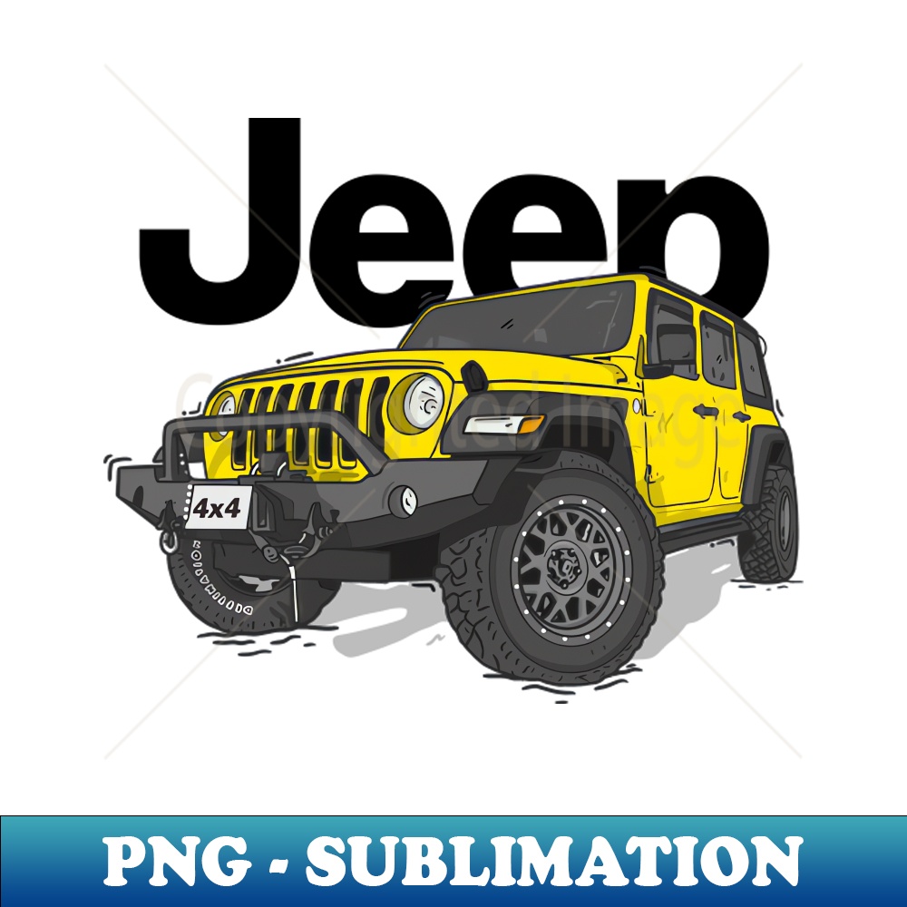 Yellow Jeep Wrangler Rubicon - PNG Transparent Sublimation D - Inspire ...