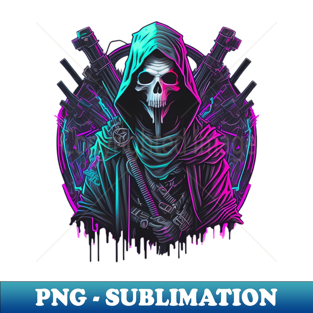 Grim Reaper Neon Emblem - Instant PNG Sublimation Download - | Inspire ...