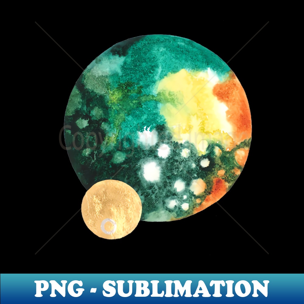 Green and Gold Planets - PNG Transparent Sublimation Design - Inspire ...
