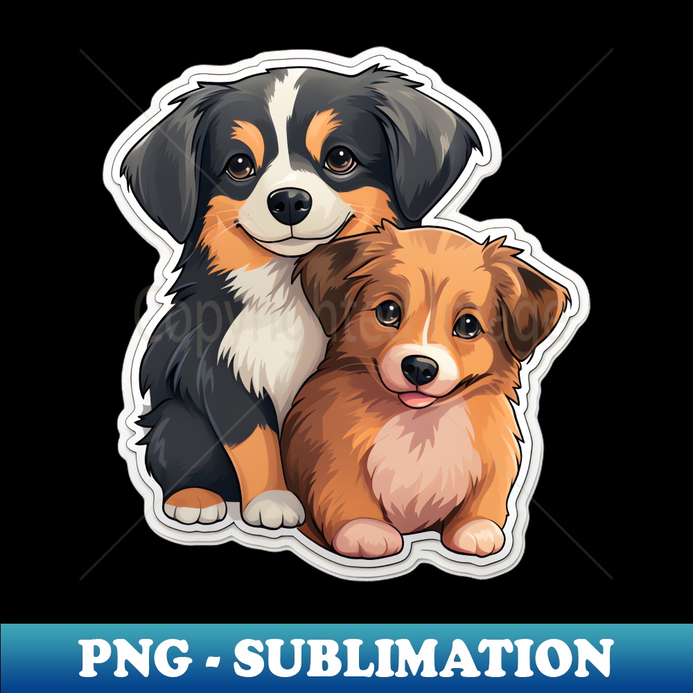 Adorable Illustrated Pair of Cuddly Puppies - Signature Subl | Inspire ...