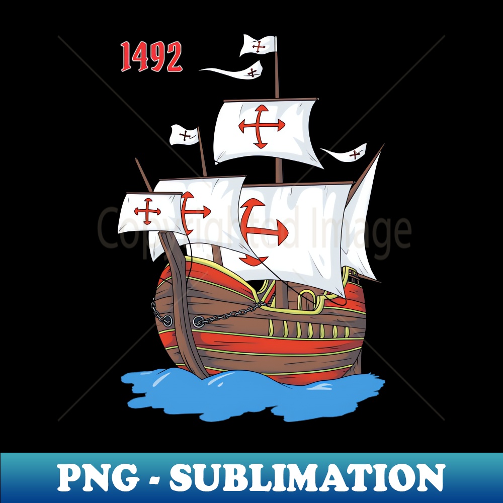 Medieval sailing ship with white sails and the year 1492 - P - Inspire ...