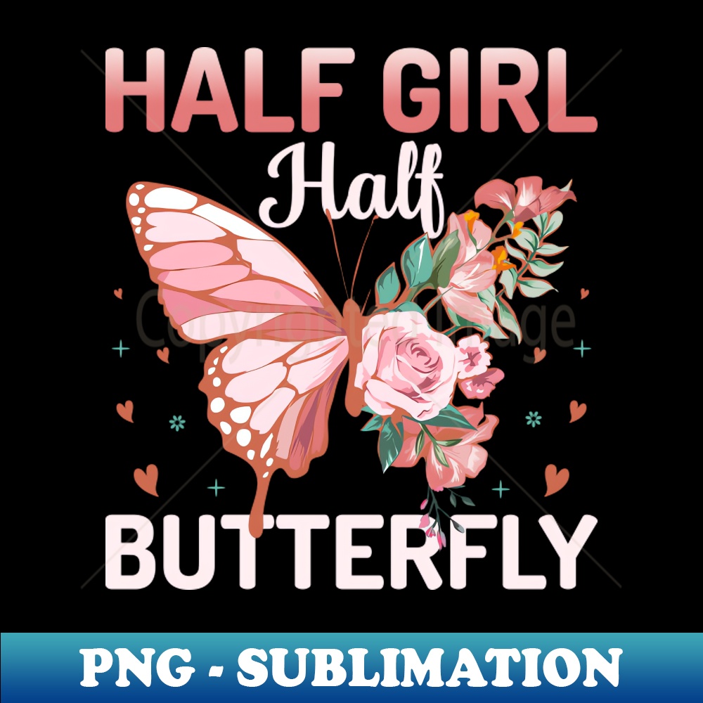 Half Girl Half Butterfly Funny Monarch Butterfly Lover Girls - Inspire ...