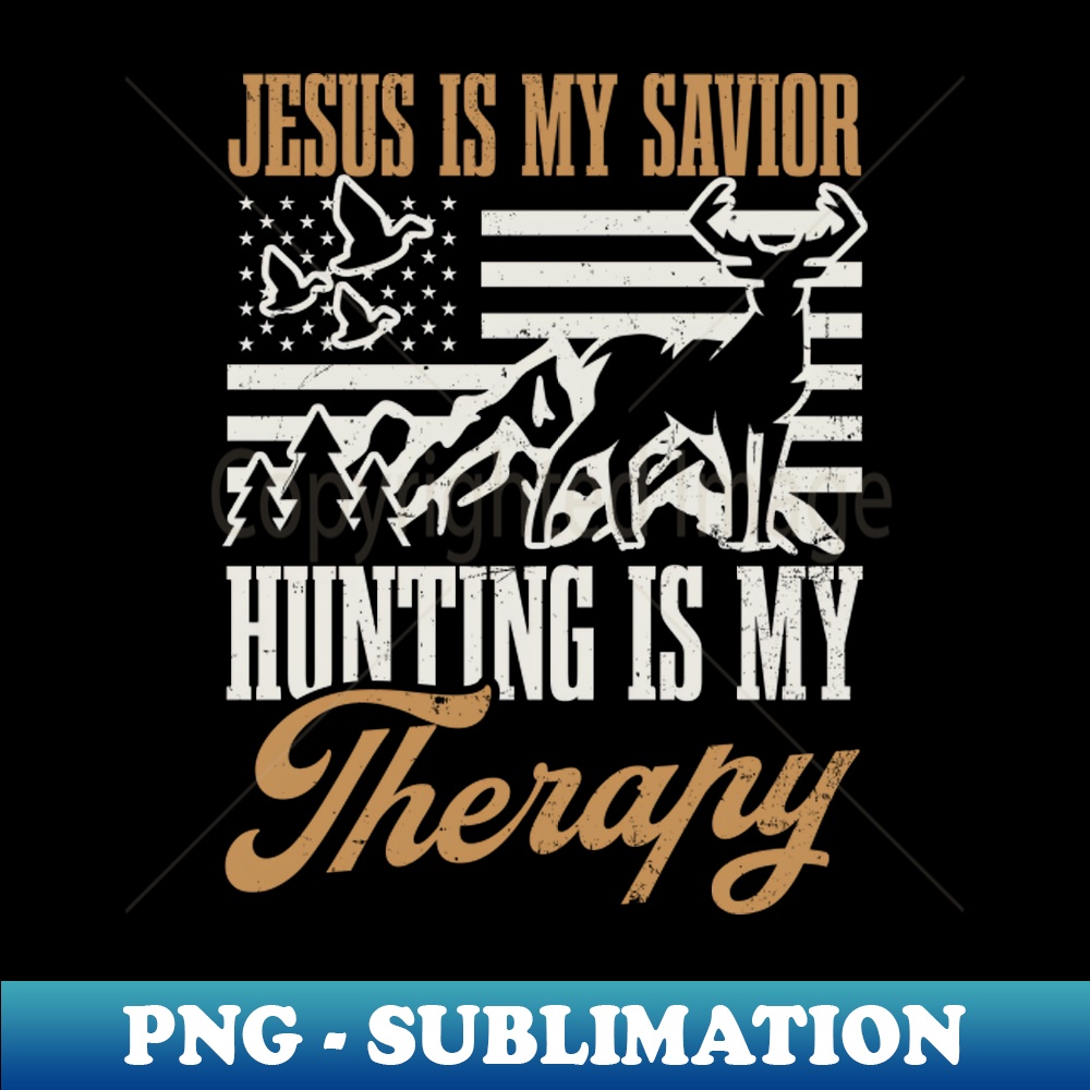 American Flag Hunting Shirt Jesus Savior Hunting Therapy - | Inspire Uplift