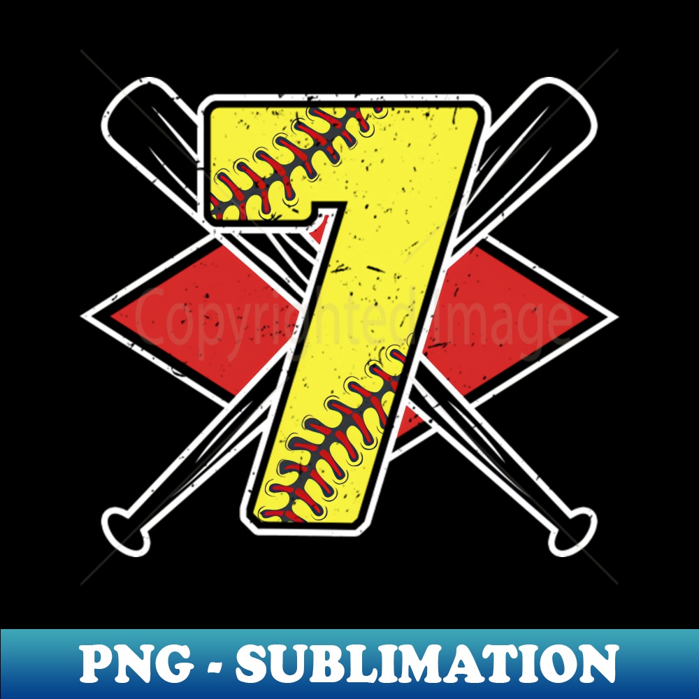 7th Birthday Baseball Big Number Seven 7 Year Old Boy Girl - | Inspire ...