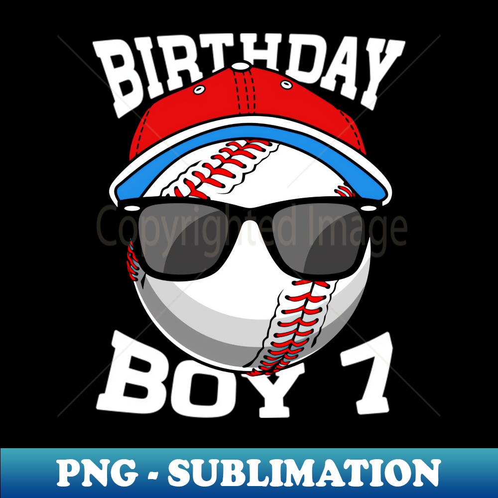 7th Birthday Baseball Big Number Seven 7 Year Old Boy Girl - | Inspire ...