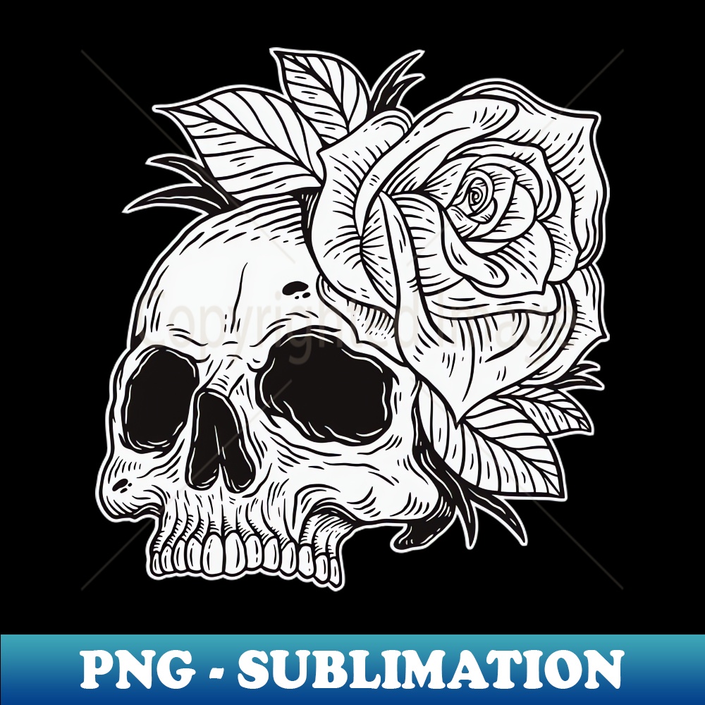 Skull Rose Dark Art Bone Horror Tattoo Beast Merchandise - U | Inspire ...