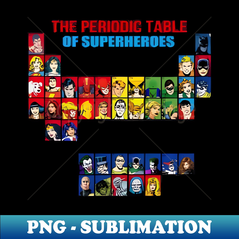 The Periodic Table Of Superheroes - Premium PNG Sublimation | Inspire ...