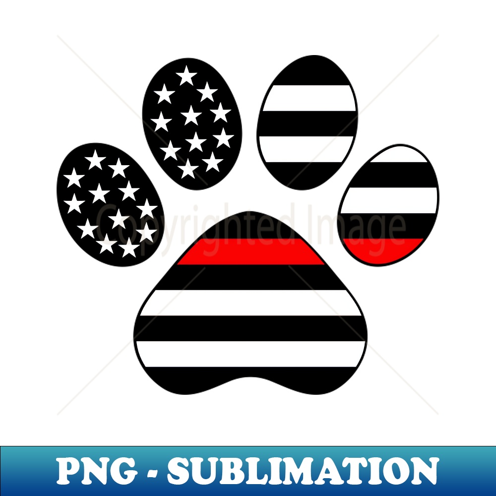 Thin Red Line Firefighter Paw Print - Instant PNG Sublimatio | Inspire ...