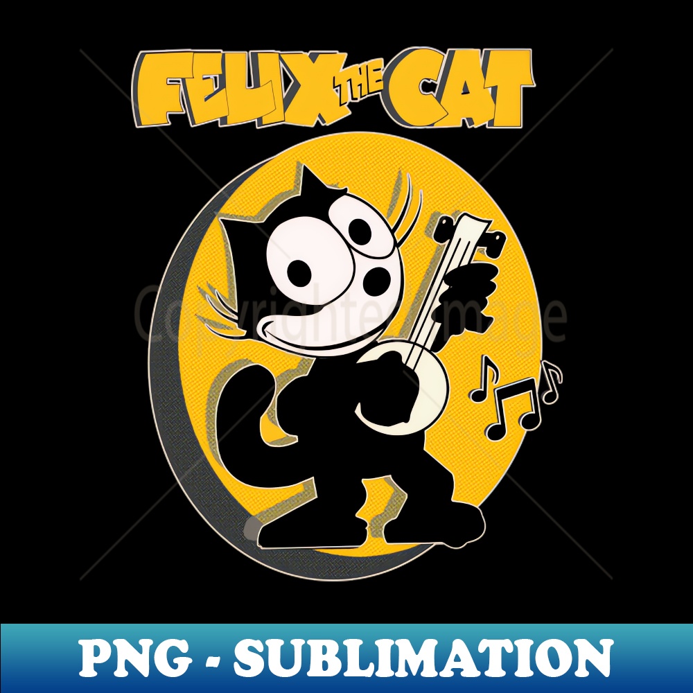 Felix the Cat Plays Banjo Old School Retro Cat Cartoon Art - | Inspire ...