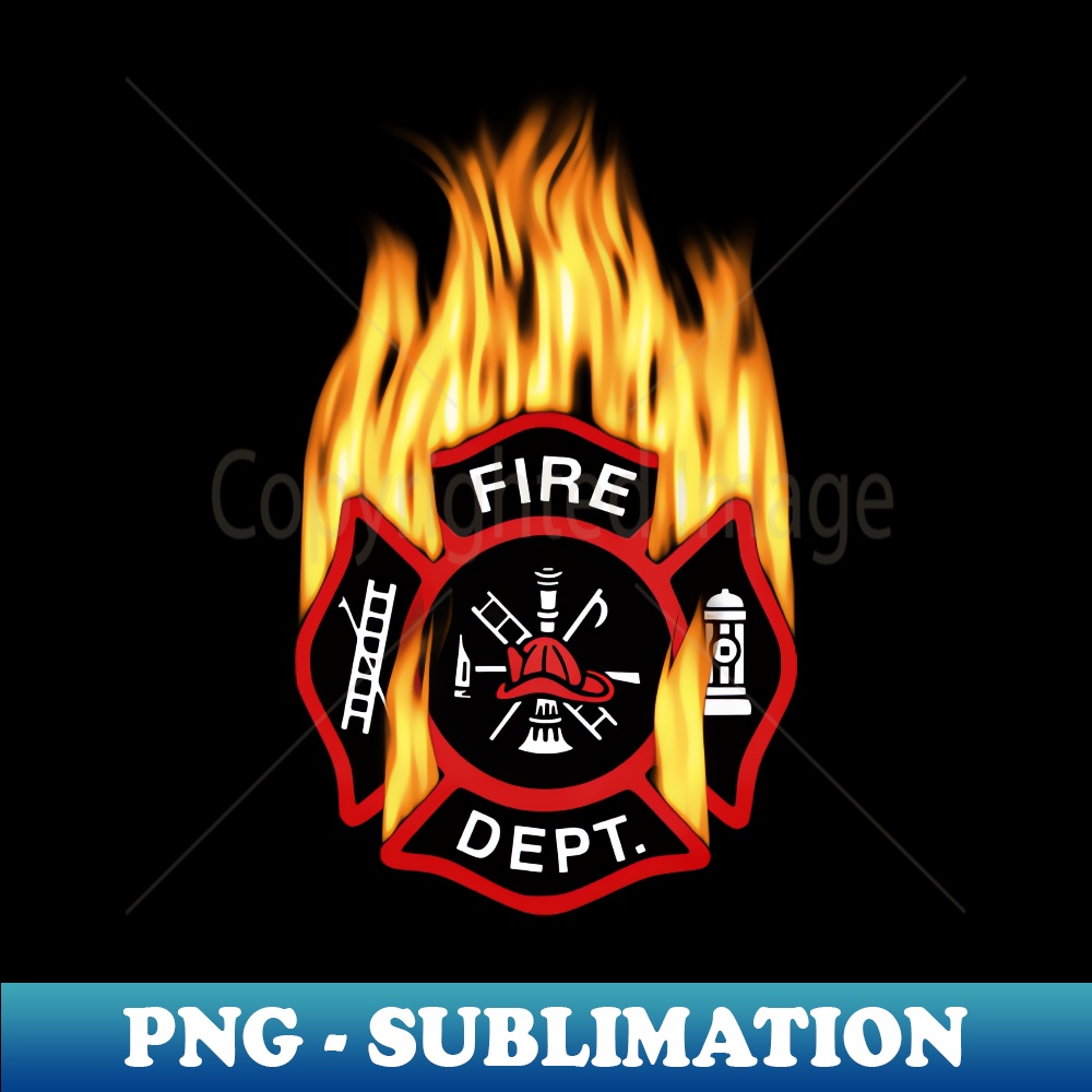 Flaming Red Firefighter Badge - PNG Transparent Sublimation | Inspire ...