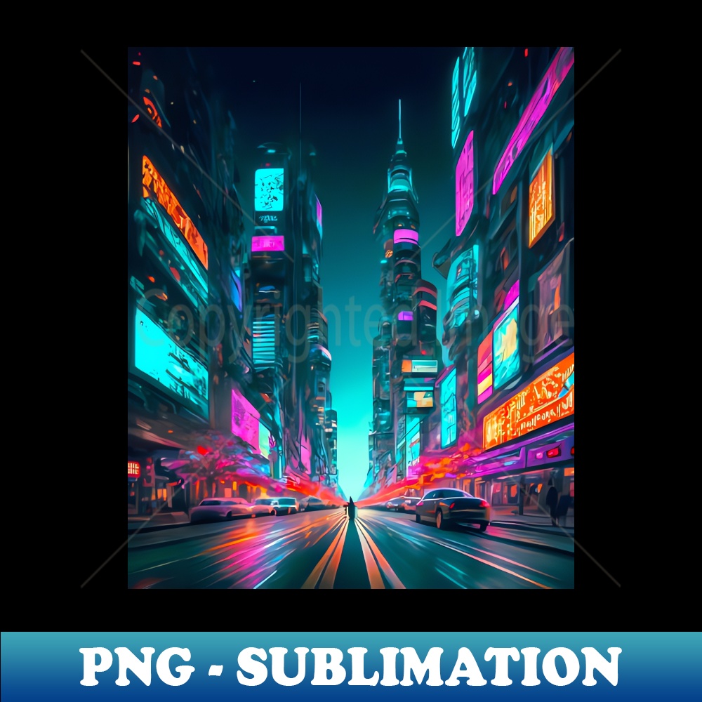 vivid neon night city scenery landscape poster or card desig | Inspire ...
