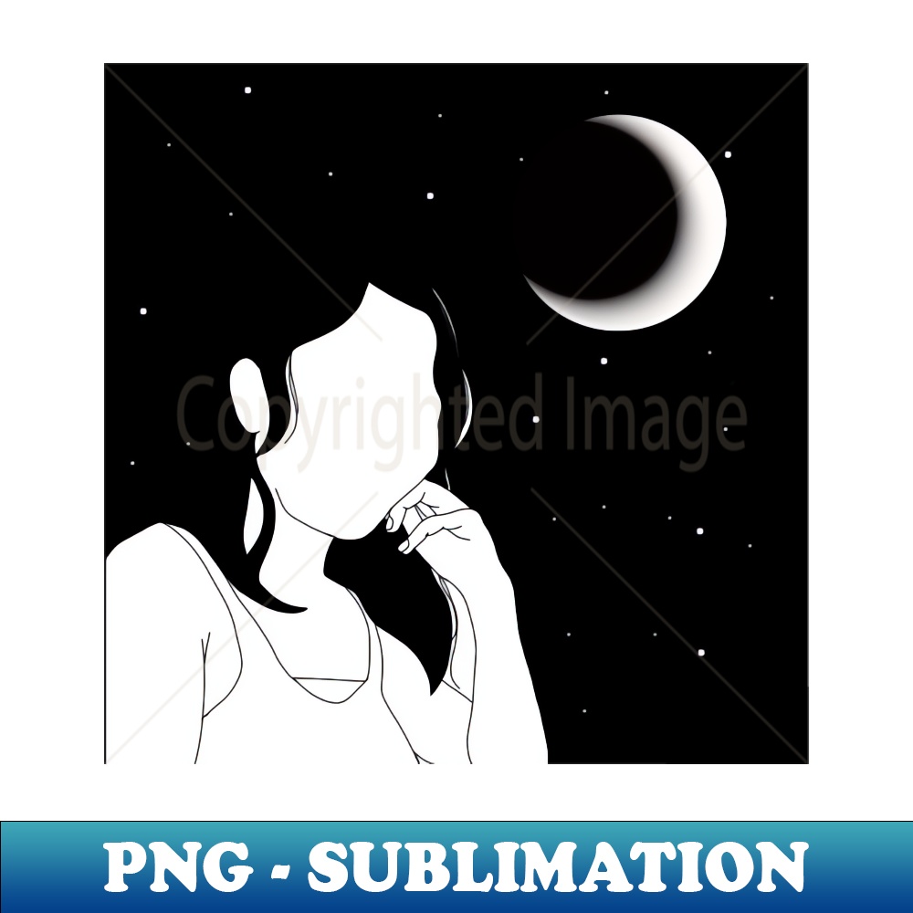 MINIMALIST PORTRAIT FACELESS GIRL MOON AND STARS BLACK AND W | Inspire ...