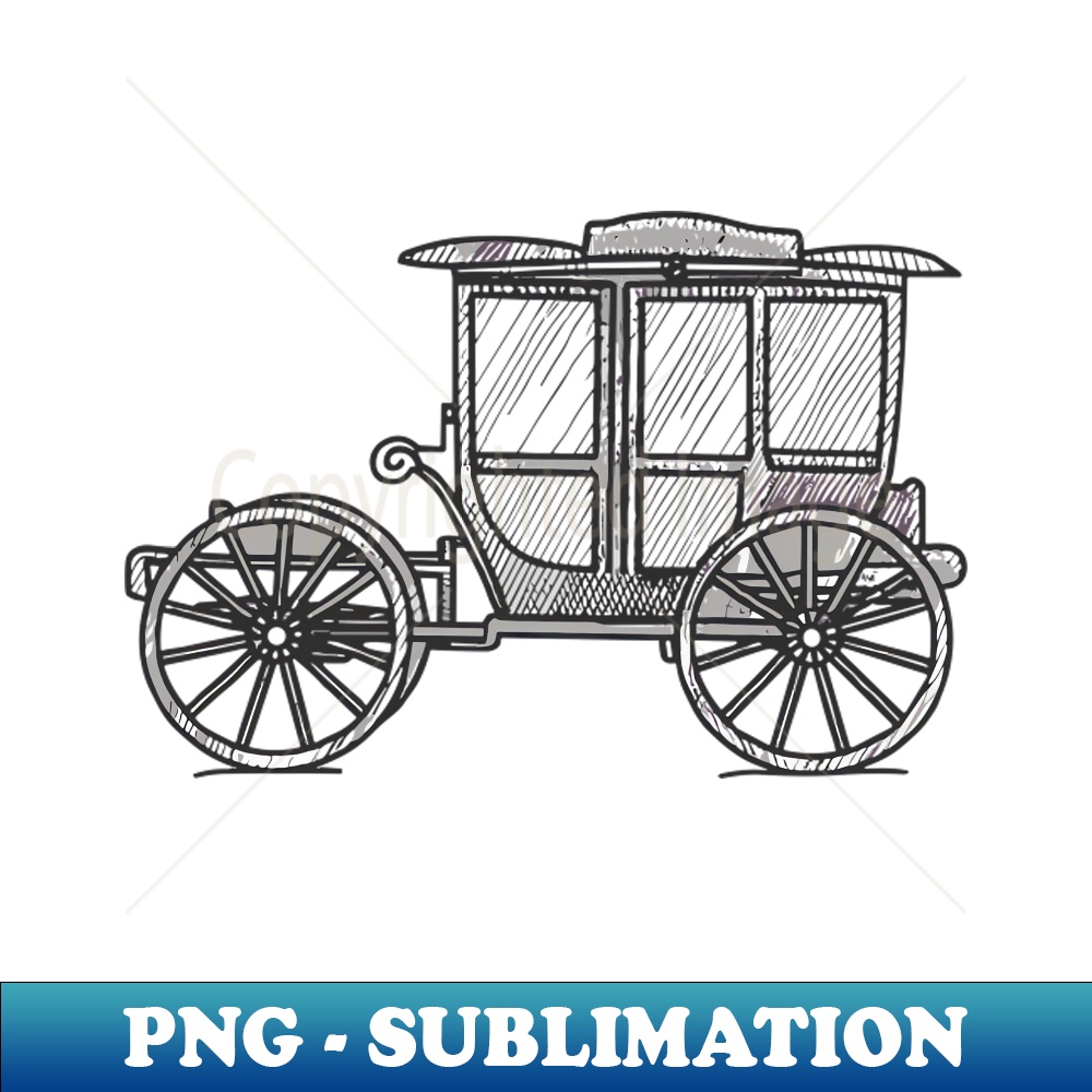 Line art of a Horse-drawn carriage - Elegant Sublimation PNG | Inspire ...