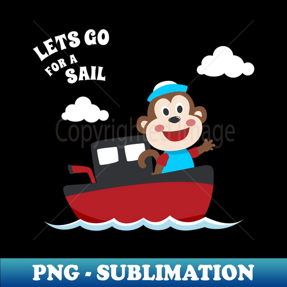 Cute monkey the animal sailor on the boat with cartoon style | Inspire ...
