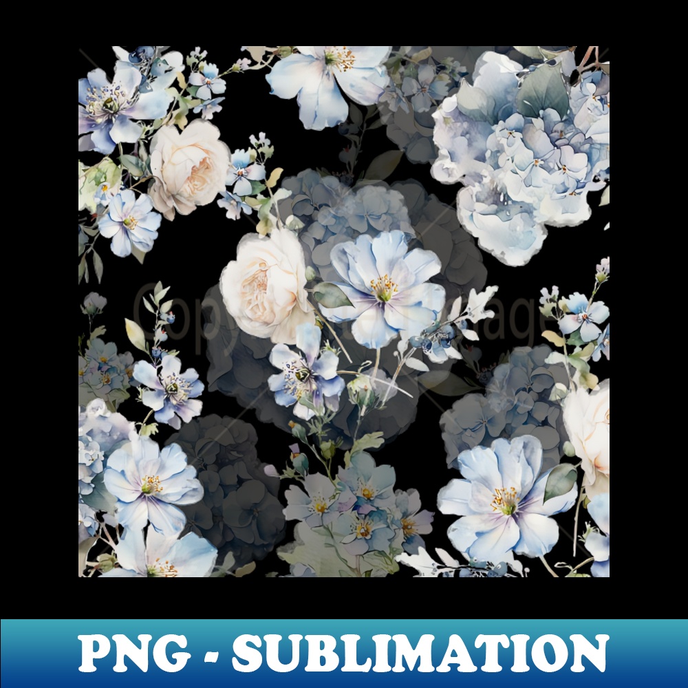 Dusty Blue Floral - Azure Flowers - High-Resolution PNG Subl | Inspire ...