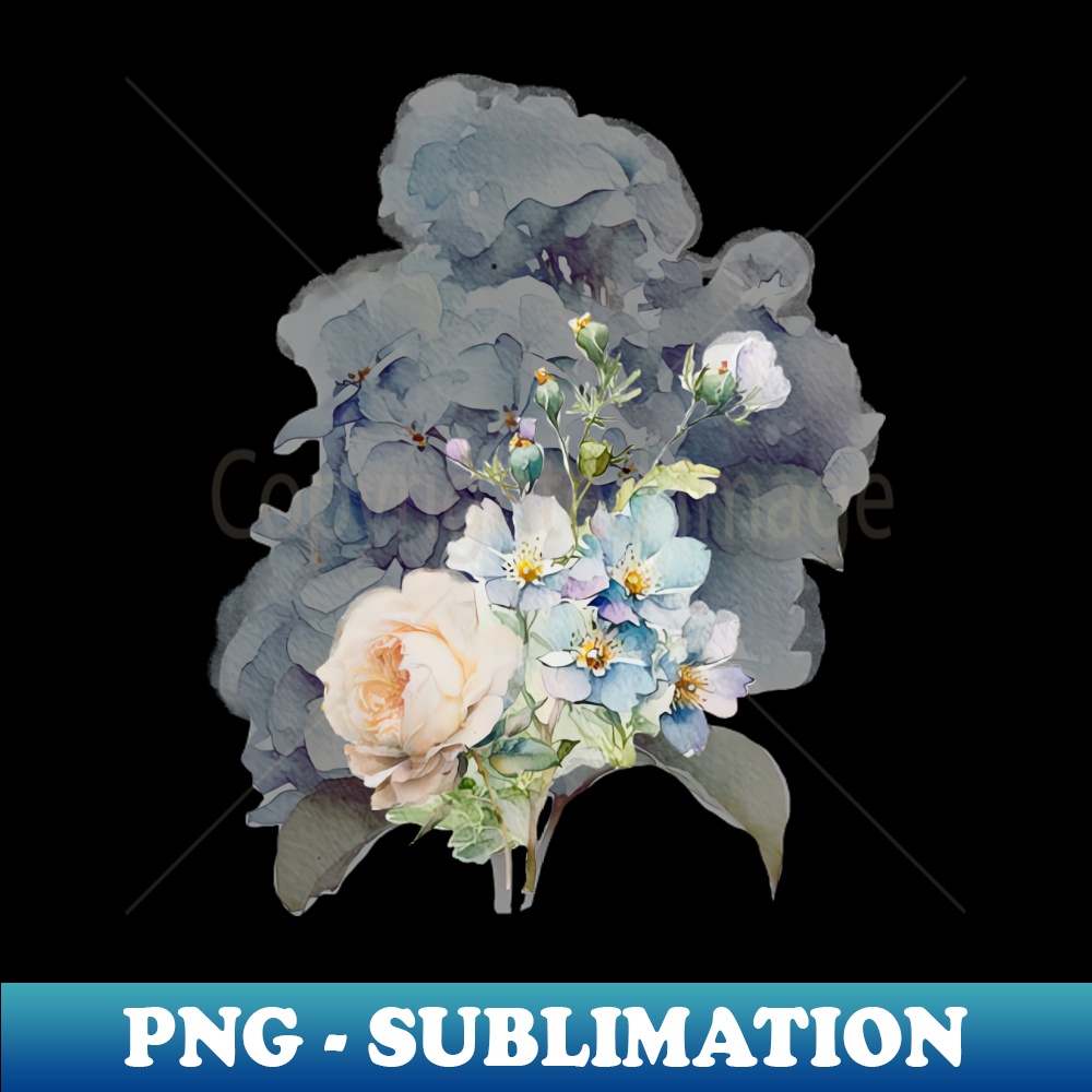 Dusty Blue Floral - Azure Flowers - High-Quality PNG Sublima | Inspire ...