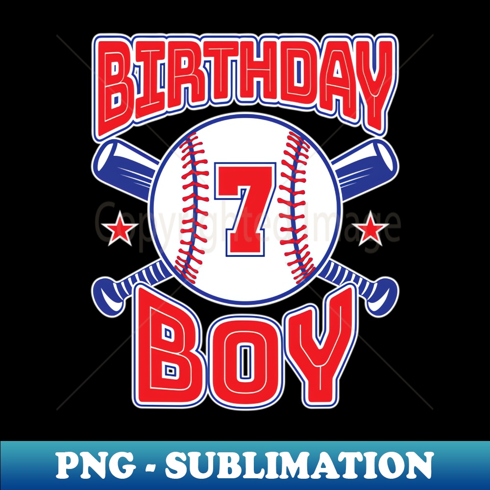 7th Birthday Baseball Big Number Seven 7 Year Old Boy Girl - | Inspire ...