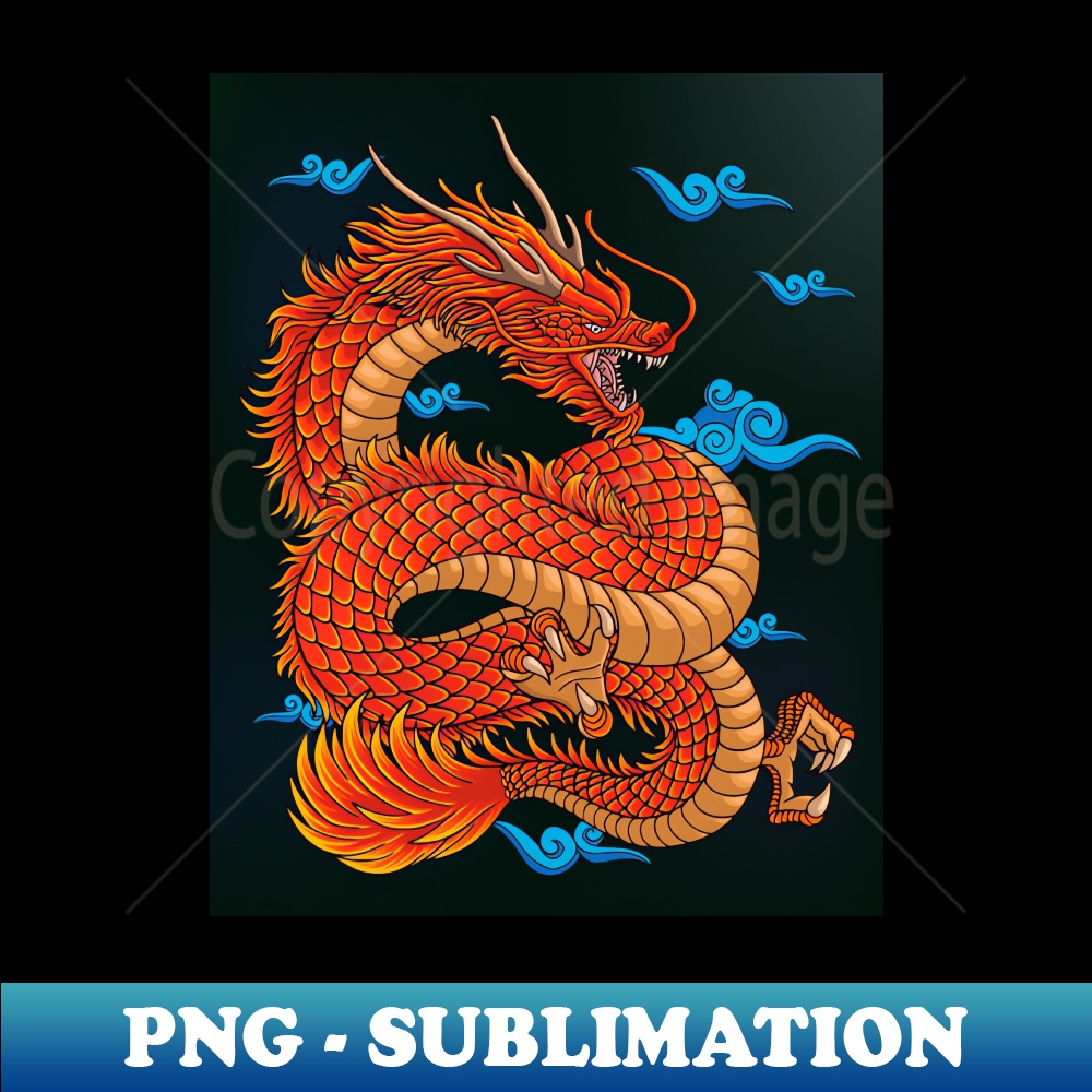 Japanese red dragon with oriental clouds - Special Edition S | Inspire ...