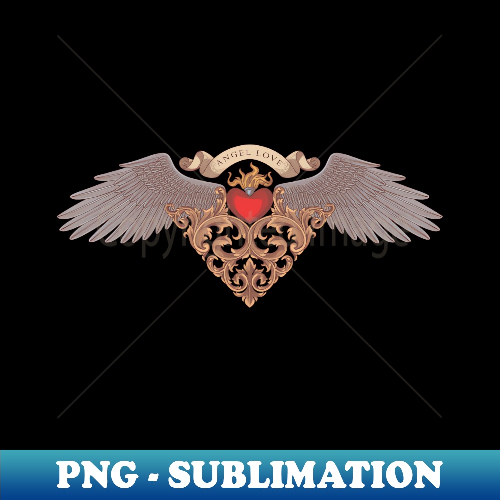heart with torch wings banner and gold floral ornament Vinta | Inspire ...