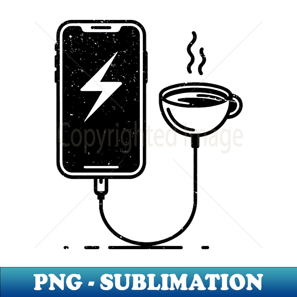Coffee Charging Phone Battery - Instant PNG Sublimation Down | Inspire ...