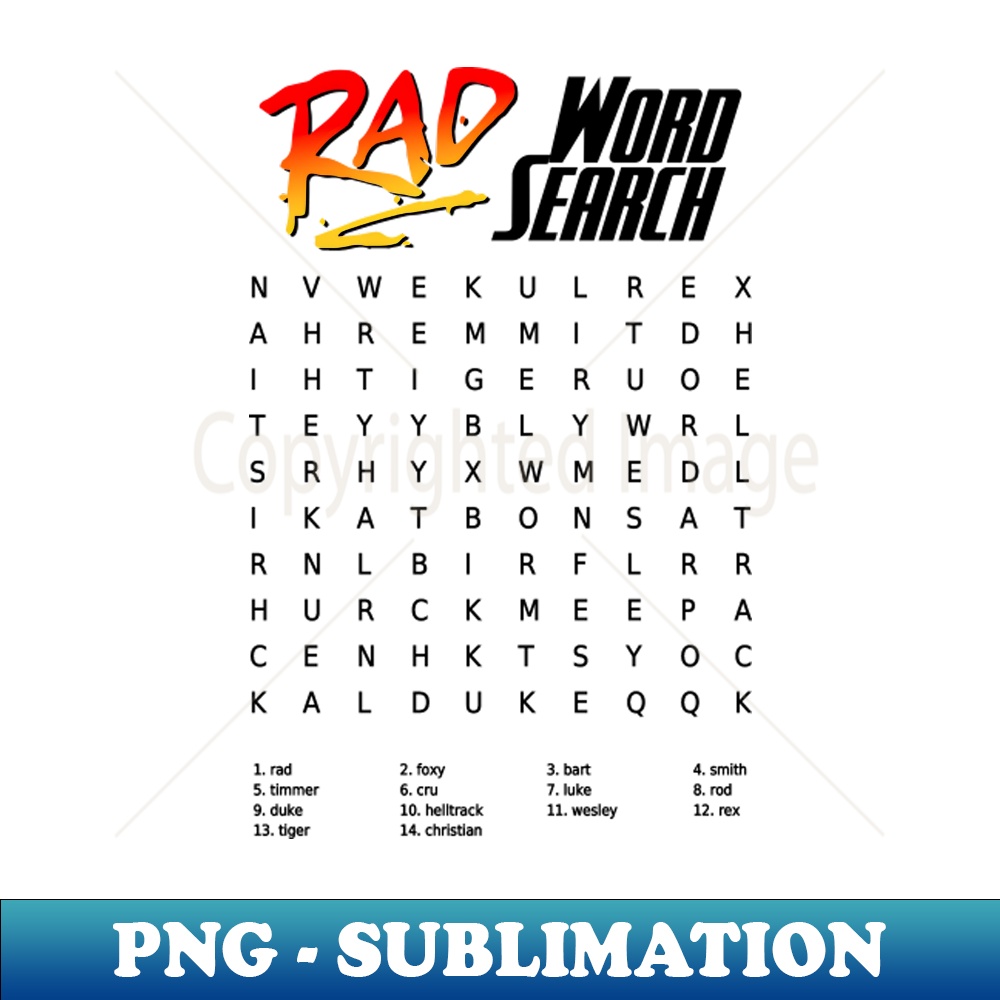RAD Actor Name Word Search - Instant PNG Sublimation Downloa | Inspire ...
