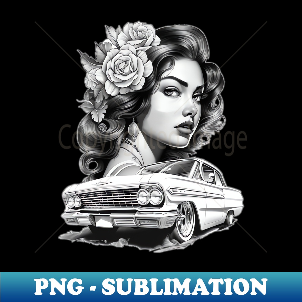 Chicano Lowrider Girl Mexican Chicana Latina - PNG Sublimati | Inspire ...