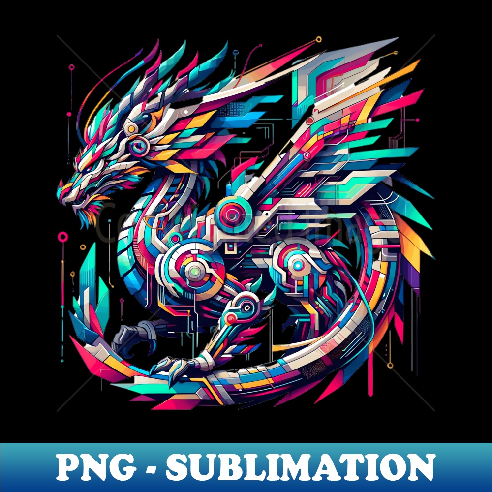 Neon Mythos Vibrant Cyber Dragon Tee - Premium Sublimation D | Inspire ...