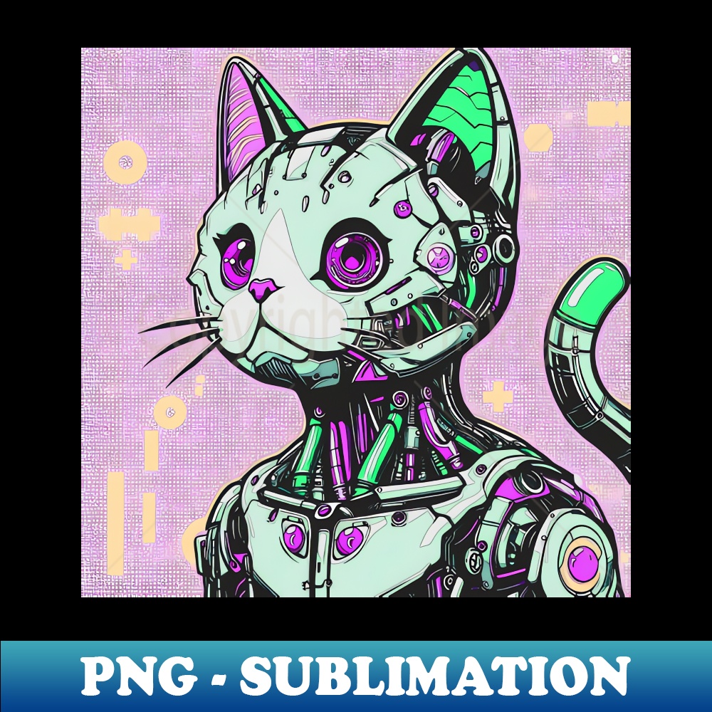 Cyborg Cat - Special Edition Sublimation PNG File - Vibrant | Inspire ...