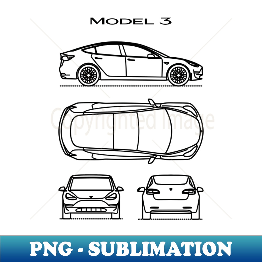 Tesla Model 3 Blueprint - Digital Sublimation Download File | Inspire ...