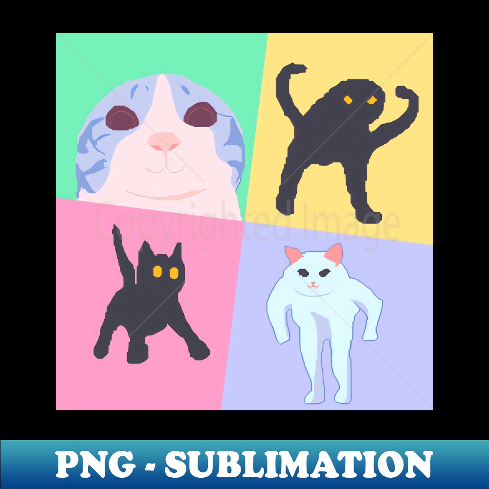 cute cat meme pixel art - Instant PNG Sublimation Download | Inspire Uplift